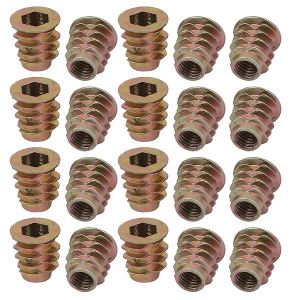 20pcs M6x13mm Zinc Alloy Hex Socket Drive Flange Insert Nut for Wood ...
