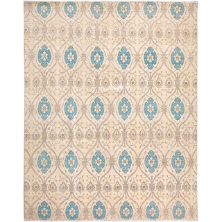 Contemporary Ziegler Israel Ivory Blue Hand-Knotted Wool Rug - 11'8'' x ...