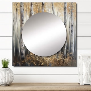 Designart "Birch Tree Forest Wonderland III" Tree Wall Mirror ...