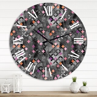 Designart 'Geometry Intersecting Circles With Pink Stars' Modern wall ...
