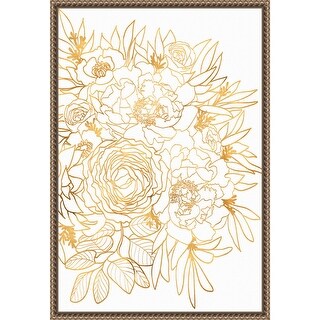 Rose floral art in gold by Rosana Laiz Blursbyai Framed Canvas Wall Art ...