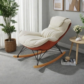 Velvet Rocking Chair with Removable Cushion and 300lb Capacity - Bed ...