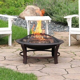 30" Portable Outdoor Fire Pit, Small Wood Burning Fire Pit Camping BBQ ...