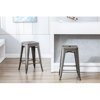 Carbon Loft Aramis Stackable 24-inch Metal Counter Stools (Set of 2 ...