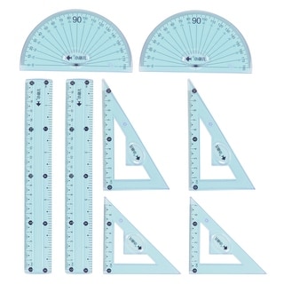 8pcs Ruler Set 20cm/8" Soft Straight Ruler Protractor Triangle Rulers ...