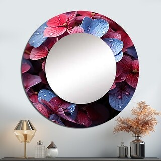 Designart "Neon Pink Hydrangea Harmony I" Hydrangea Wall Mounted Round ...