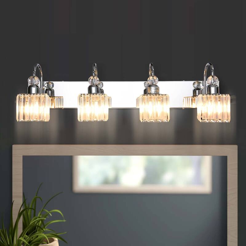 4 - Light Modern luxurious Bathroom Vanity Light with Crystal Shades ...