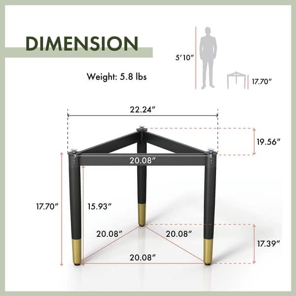 Furniture of America Mil Modern Tapered Black & Gold Table Legs for ...