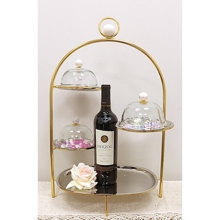 Multi Cake Stand Silver with Gold Frame and Clear Ball Detail - 23.6"H ...