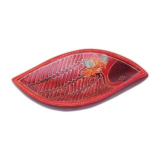 Novica Handmade Javanese Leaf Wood Batik Decorative Plate - Bed Bath ...