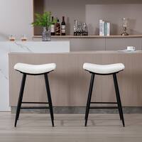 2PCS Low Bar Stools Bar Chairs,Upholstered PU Kitchen Breakfast Bar ...