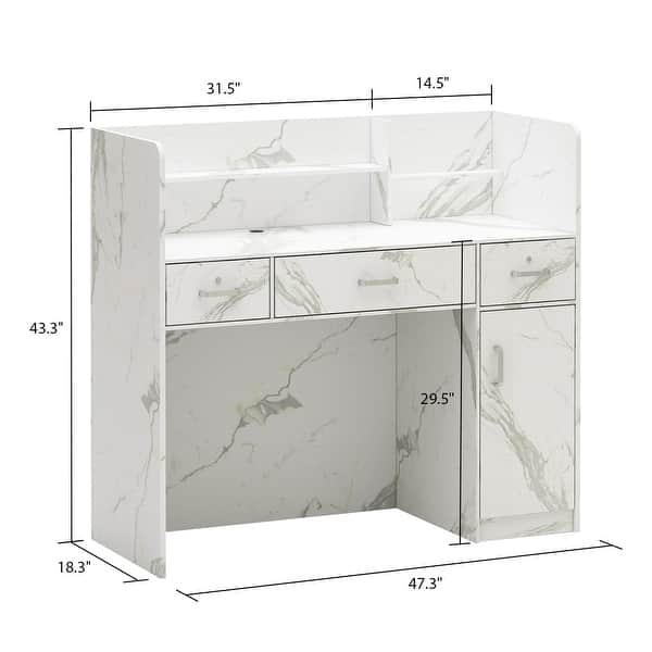 47.2" Reception Desk Counter Lockable Storage Reception Table Working ...