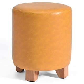 PU Ottoman Footstool with 3 Stable Wooden Legs, Stackable Small Under ...