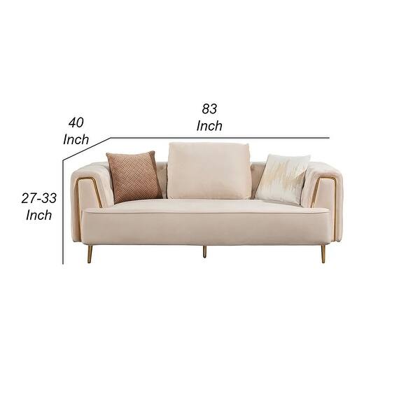 Luxi 83 Inch Sofa, Soft Cream Velvet Upholstery, Modern Chesterfield ...