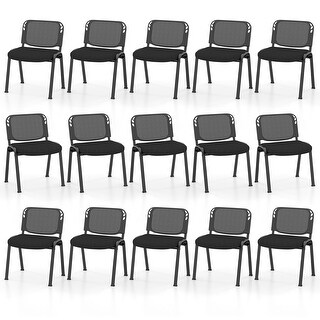 Gymax Mesh Conference Room Chairs Set of 15 w/ Upholstered Fabric Seat ...