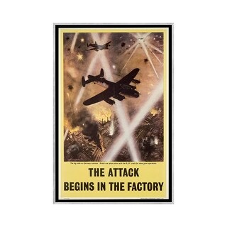 iCanvas "Attack begins in factory, propaganda poster from World War II ...