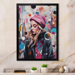 Designart "Female Pop Art Portrait Iv" Modern Woman Framed Canvas Wall ...
