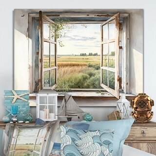 Designart 'Window To Landscape Views IV' Farm Landscape Canvas Wall Art ...