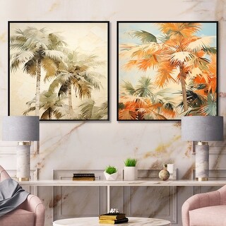 Designart "Palm Tree Desert Oasis" Palms & Palm Trees Framed Art Set Of ...