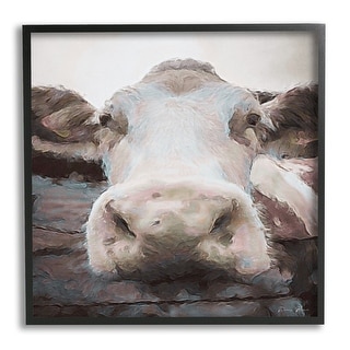 Stupell Farm Cow Abstraction Framed Giclee Art Design by Denise Brown ...