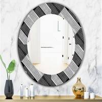 Designart 'Black and White Check Stipes Pattern' Printed Modern Mirror ...