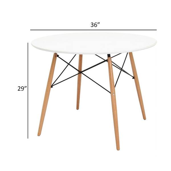Riha 36 Inch Dining Accent Table, Round Top, Beech Wood, White and ...