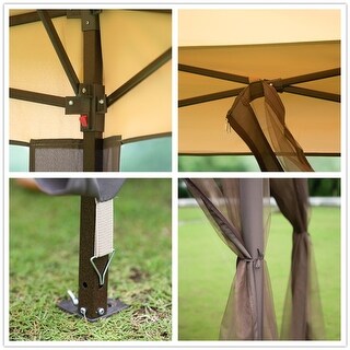 155"x155"x102" Patio Gazebo Hexagon Canopy Tent - Bed Bath & Beyond ...