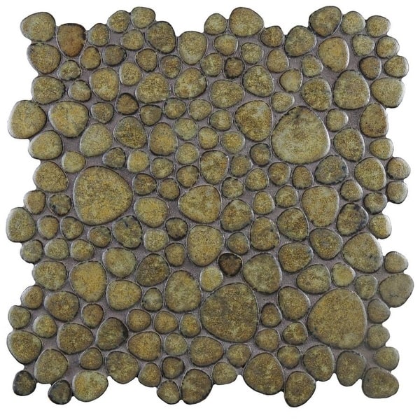 Merola Tile Pebble Brownstone 10-3/4" x 10-7/8" Porcelain Floor and ...