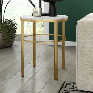 Gaia 20" Wide Round Side Table with Faux Marble Top - On Sale - Bed ...