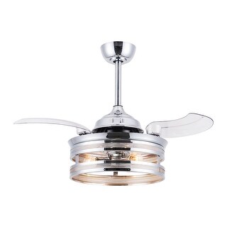 36-in Chrome LED Indoor Cage Ceiling Fan with Remote (3-Blade) in the ...