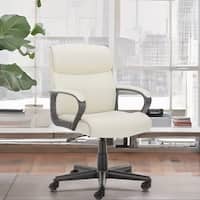 Mid Back Home Office Chair with Padded Armrests Leather - Bed Bath ...