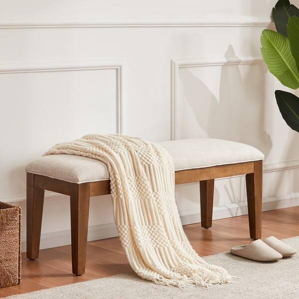 HUIMO Upholstered Entryway Bench, Bedroom Bench for End of Bed Beige ...
