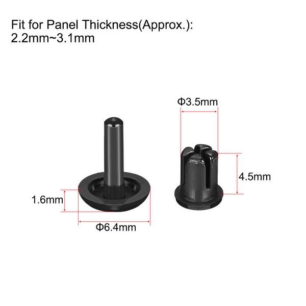 Push Clip Rivet， PCB Circuit Panel Nylon Fastener Black 50Pcs - 3.5mm x ...