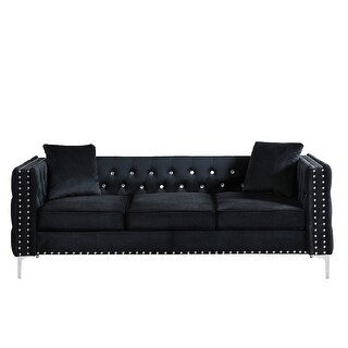 2 Piece Modern Velvet Upholstered Sofa Set Tufted Back Sofa and ...