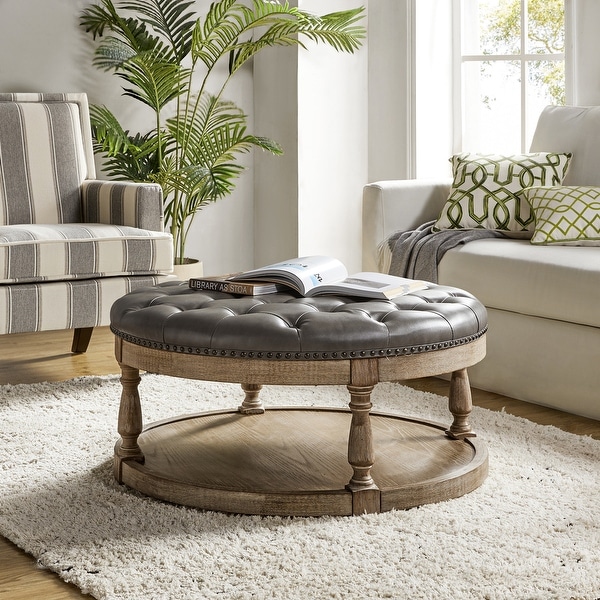 Vegan leather ottoman store