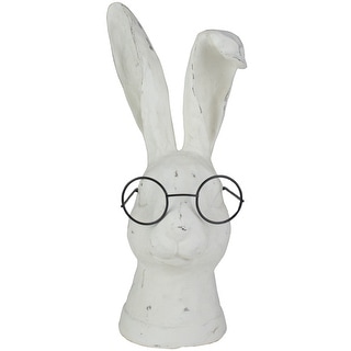 10.75" White Bunny Rabbit Head Statue with Glasses - Bed Bath & Beyond ...