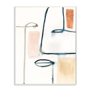 Stupell Color Block Organic Line Facial Features Abstract Wood Wall Art ...