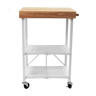 Folding Kitchen Cart on Wheels, 3-Tier Foldable Rolling Cart - Chefs ...