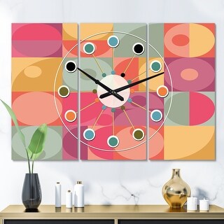 Designart 'Geometric Retro Minimal I' Oversized Mid-Century wall clock ...
