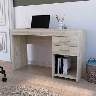 Modern Writing Computer Desk with Two Spacious Drawers and Cabinet for ...