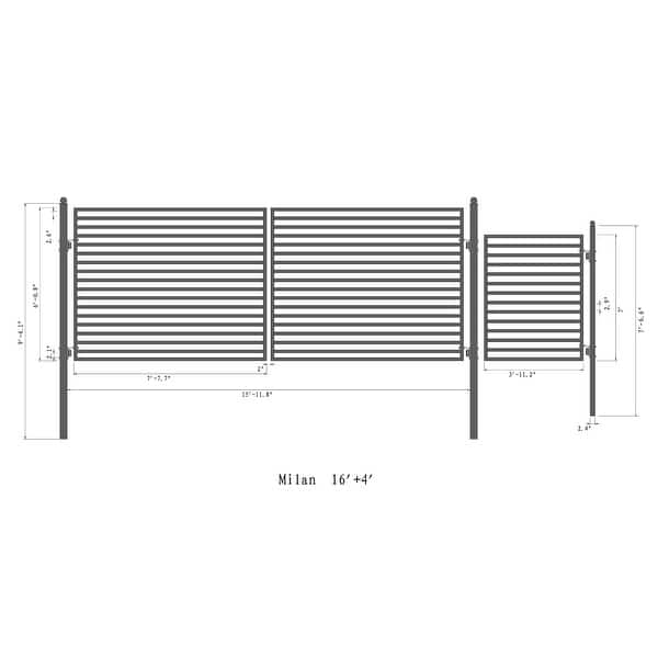 ALEKO Dual Swing Steel Driveway Gate 16 ft Milan Style with Pedestrian ...