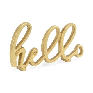 Roven Gold Cast Iron Calligraphic Hello Table Decor - Bed Bath & Beyond ...