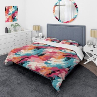 Designart "Multicolor Feather Fury II" Magenta modern bedding covert ...