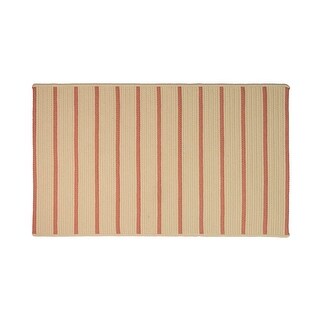 Beige Red Striped Pattern Hcrafted Reversible Door Mat 26" x 40" - Bed ...