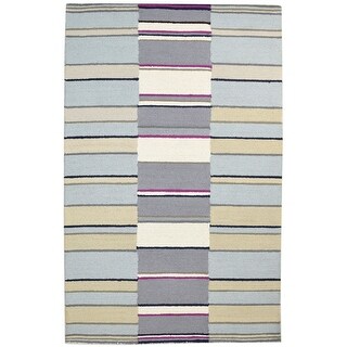 One of a Kind Hand-Tufted Modern & Contemporary 5' x 8' Stripe Wool ...