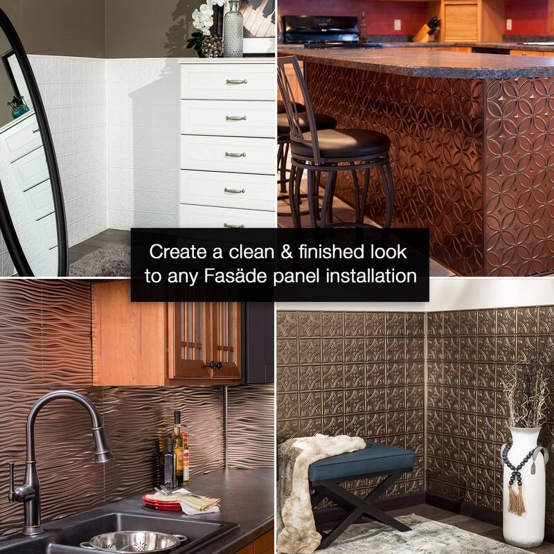 FASÄDE 47 in. Decorative Vinyl Outside Corner Trim Galvanized Steel (5 ...