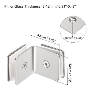 Square Glass Clamp, Fit 8-12mm Thick 135 Degree Double Side - Bright ...