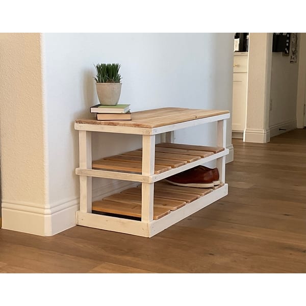 Rustic Wood Entryway Two-Tier Shoe Rack Bench - Bed Bath & Beyond ...