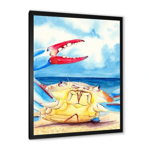 Designart "Colorful Blue Crab On A Sand Seashore" Nautical & Coastal ...