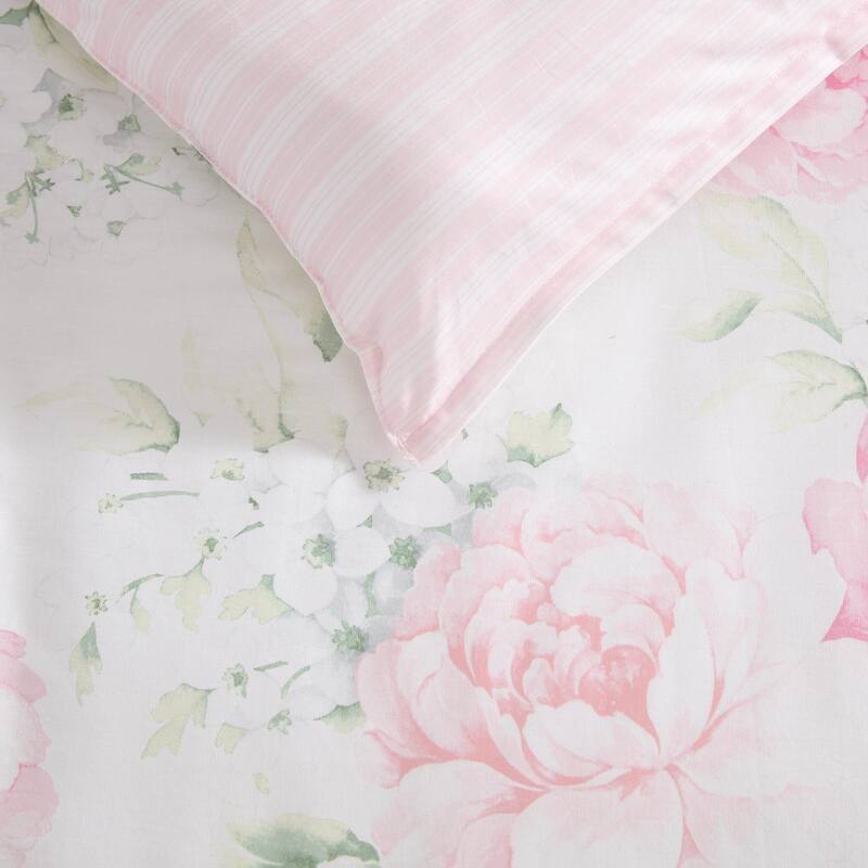Laura Ashley Serenity Roses Floral Cotton Comforter Set Reversible ...